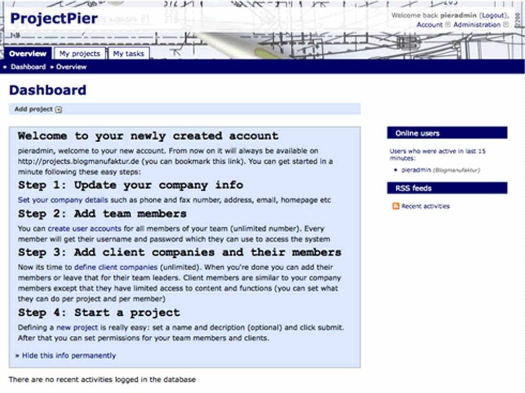 Projektmanagementsoftware ProjectPier Kollaboration - Projektmanagement ...